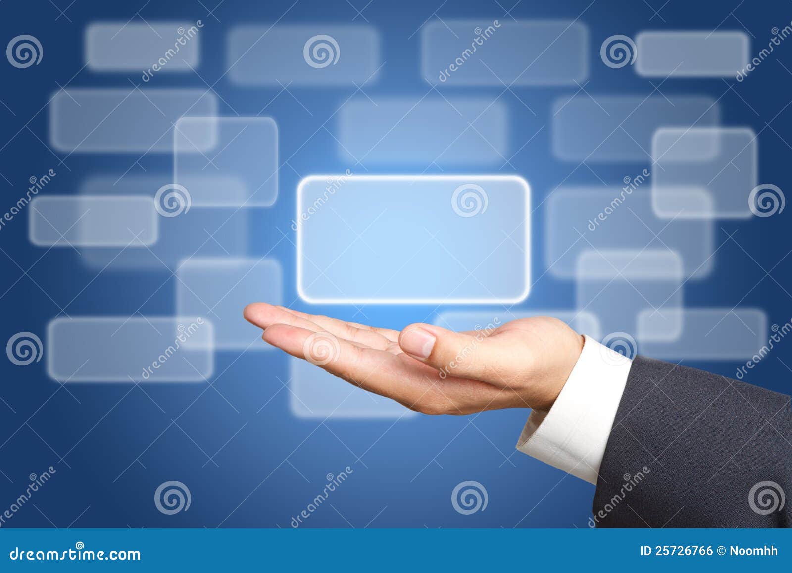 Screen Button Interface on Hand Stock Photo - Image of multimedia ...