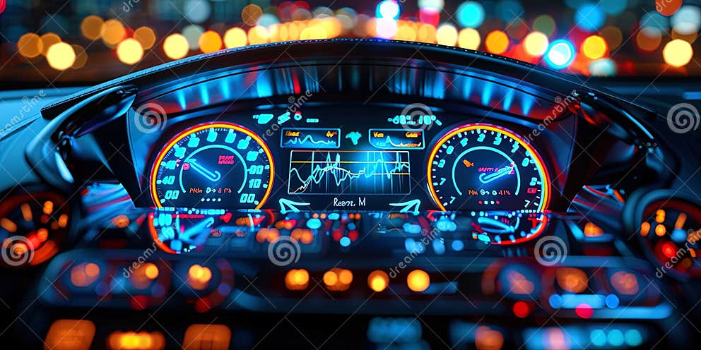 The Screen of a Car Navigator with a Dynamic Map and Route Instructions ...