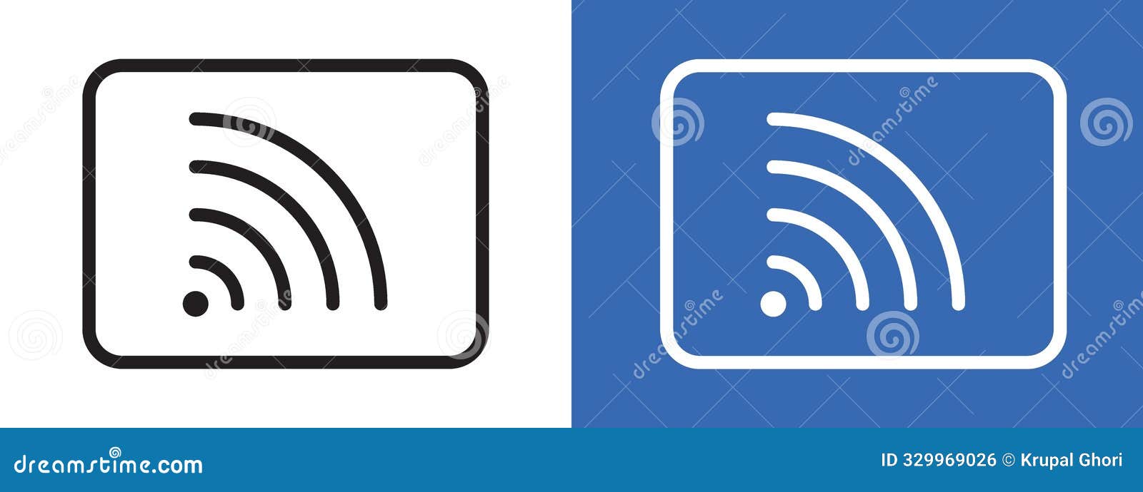 Screen Cast Icon Black And White Vector Outline Sign | CartoonDealer ...