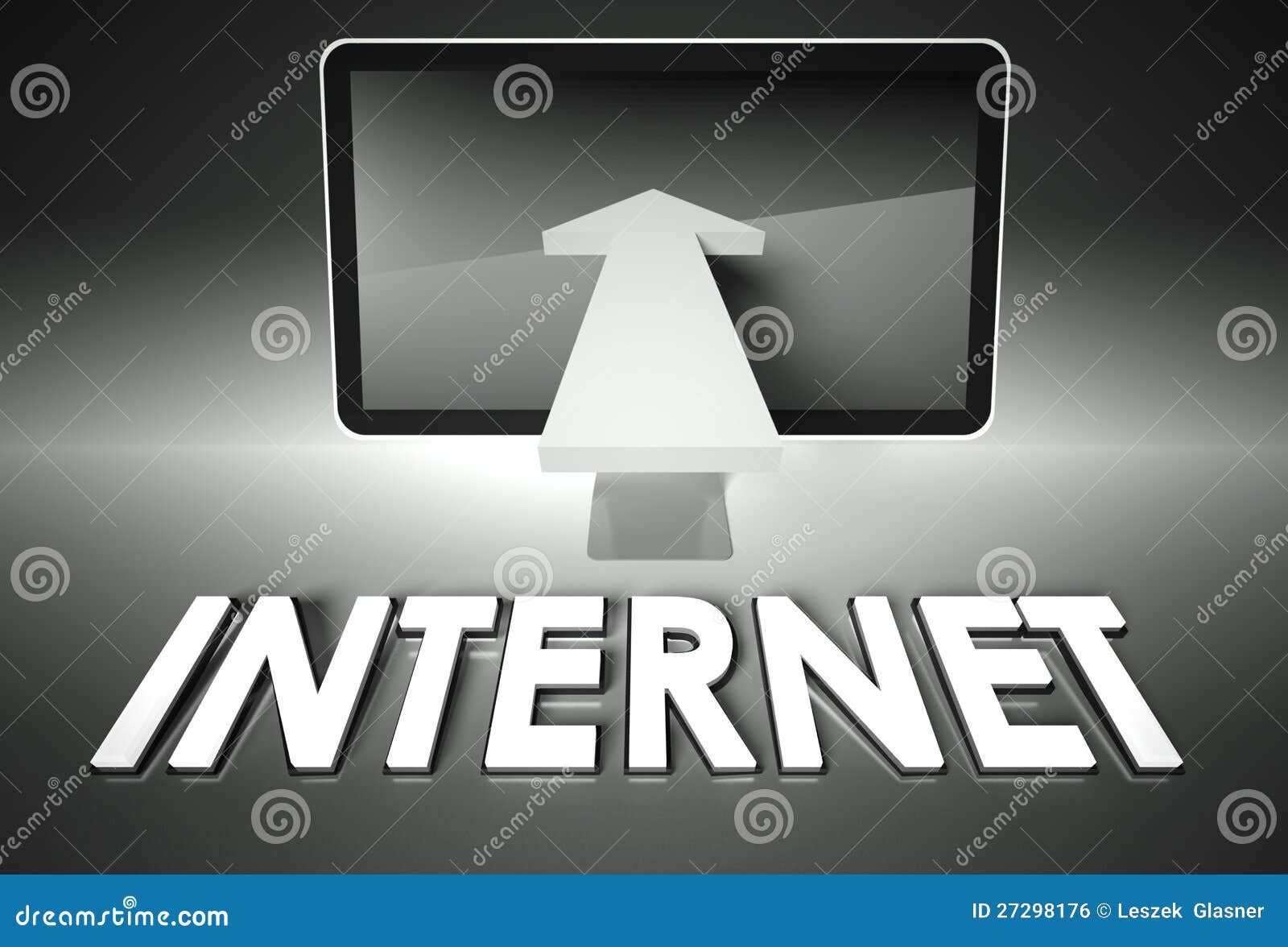 Screen and Chart Arrow with Word Internet, Network Stock Illustration ...
