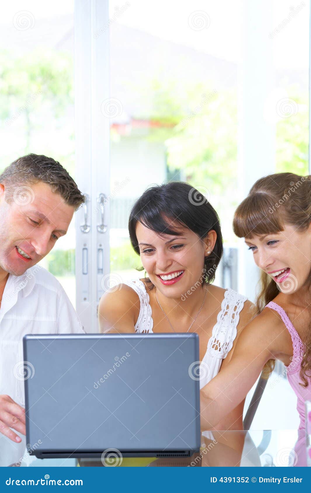 Screen checking stock photo. Image of laptop, girl, environment - 4391352