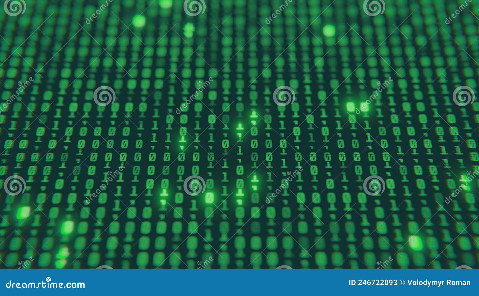 Screen Close Up Digital Computer Numbers. Green Digital Binary Data on ...