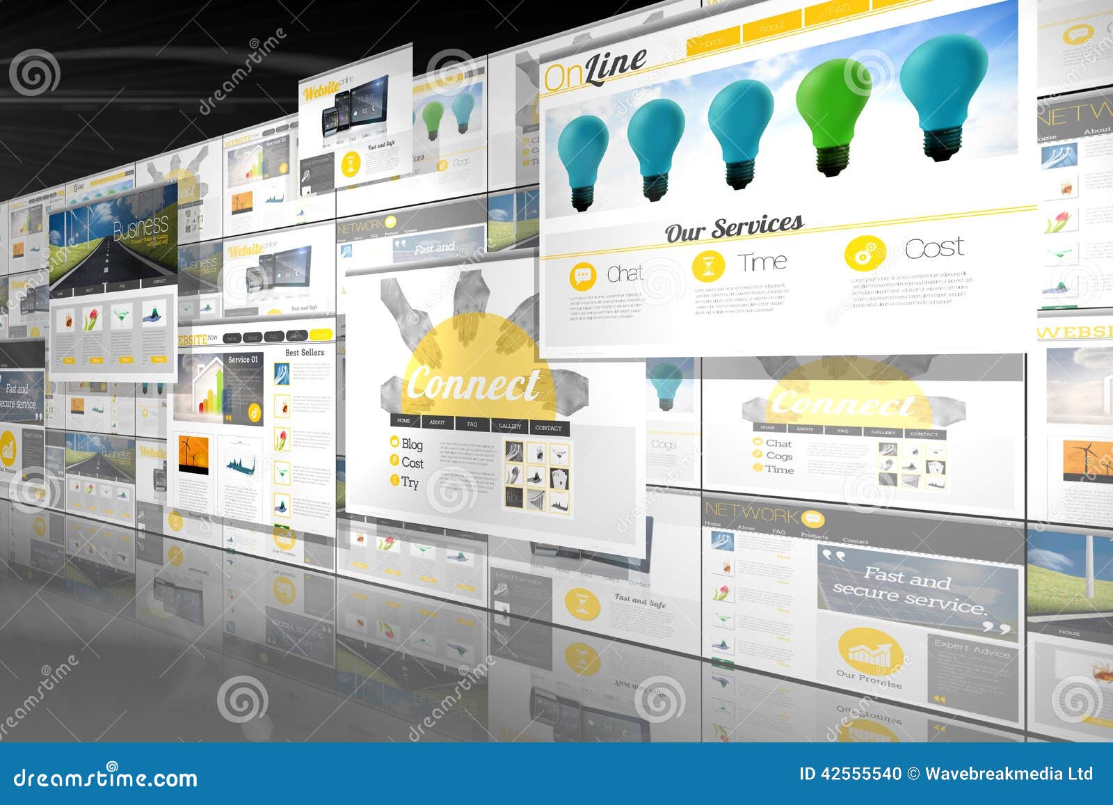 Screen Collage Showing Business Advertisement Stock Illustration ...