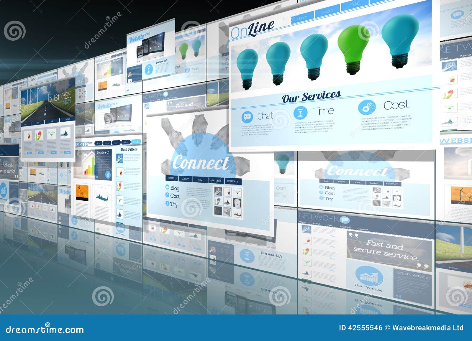 Screen Collage Showing Business Advertisement Stock Illustration ...