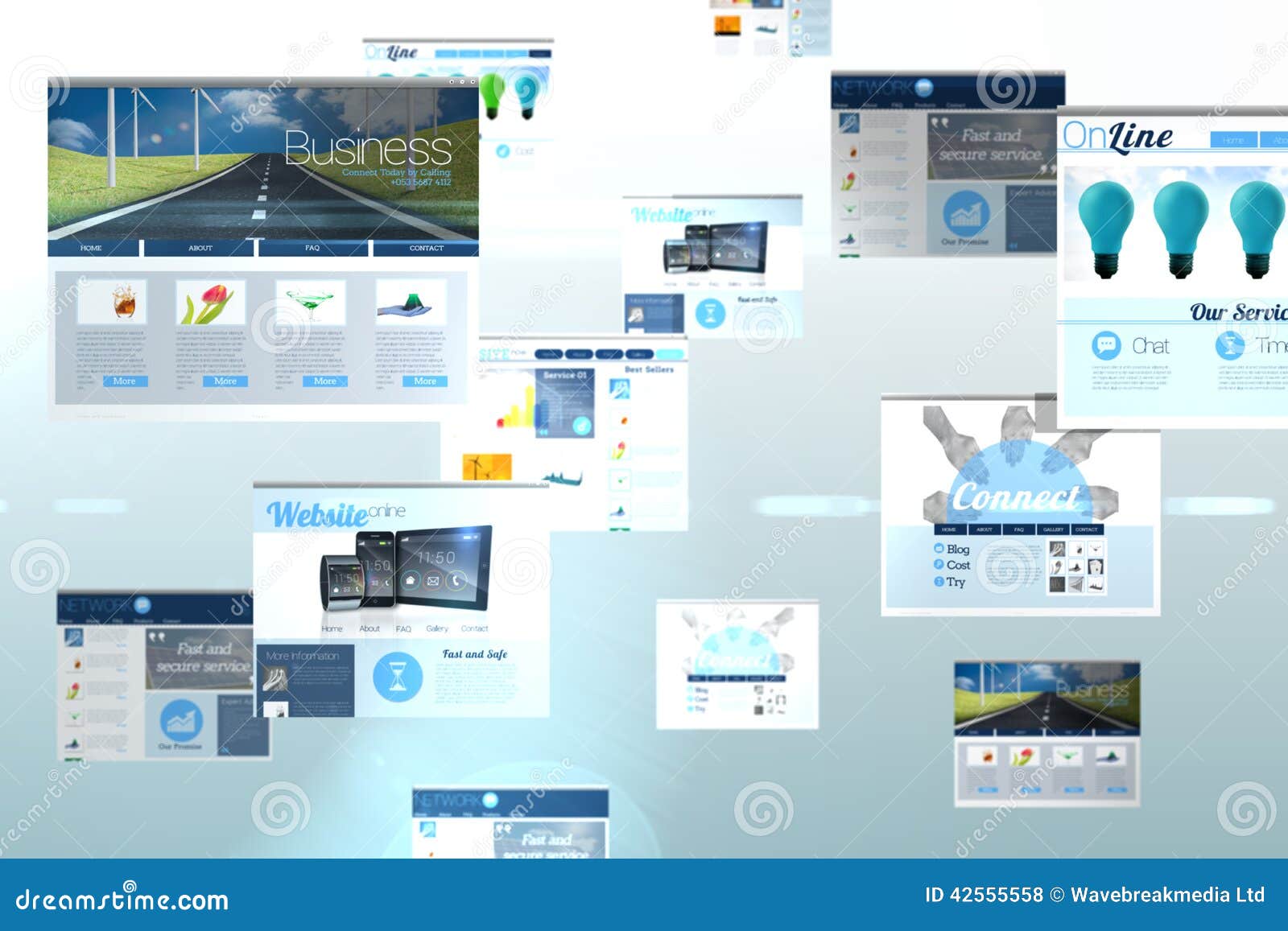 Screen Collage Showing Business Advertisement Stock Illustration ...