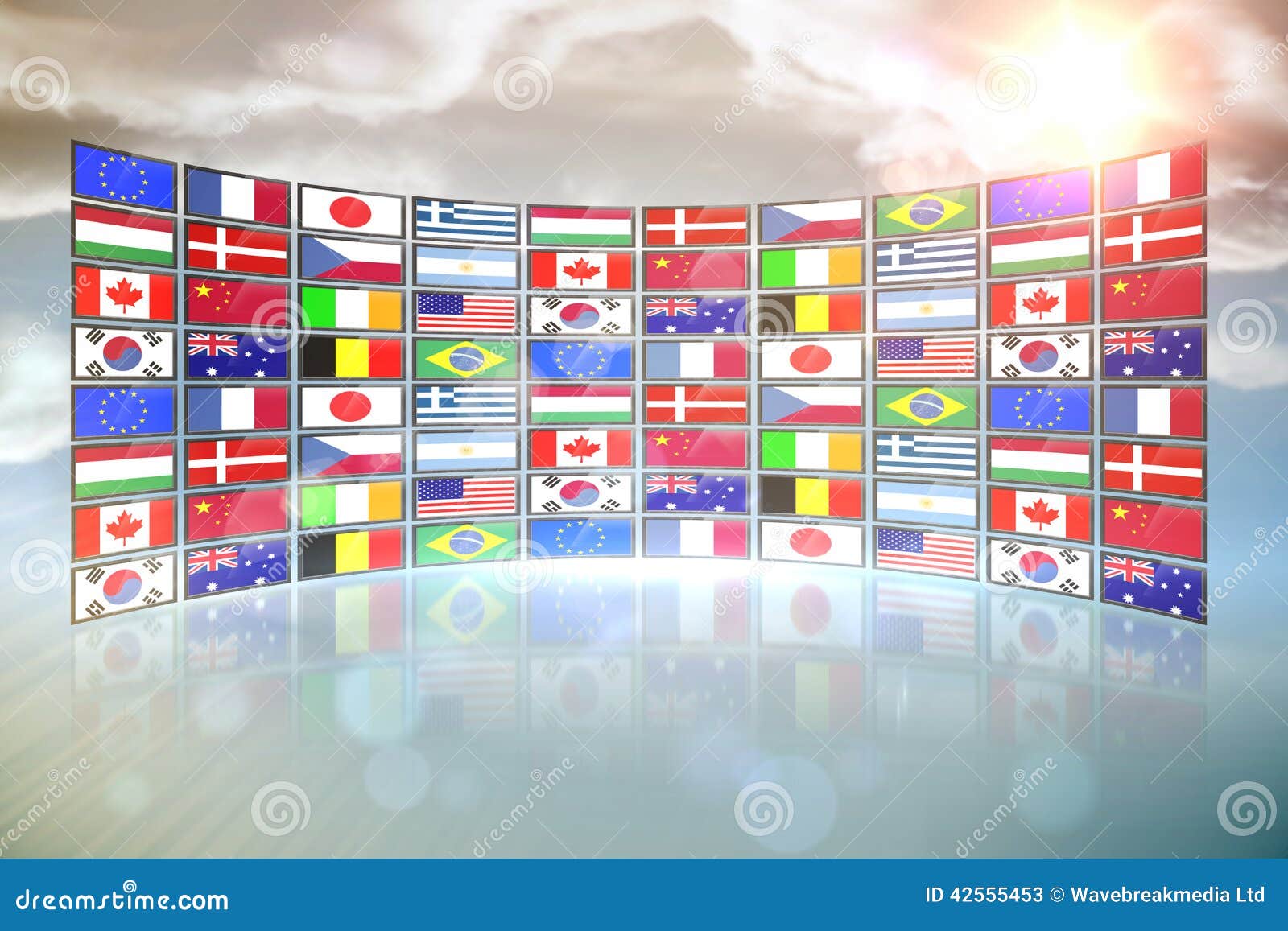 Screen Collage Showing International Flags Stock Illustration ...