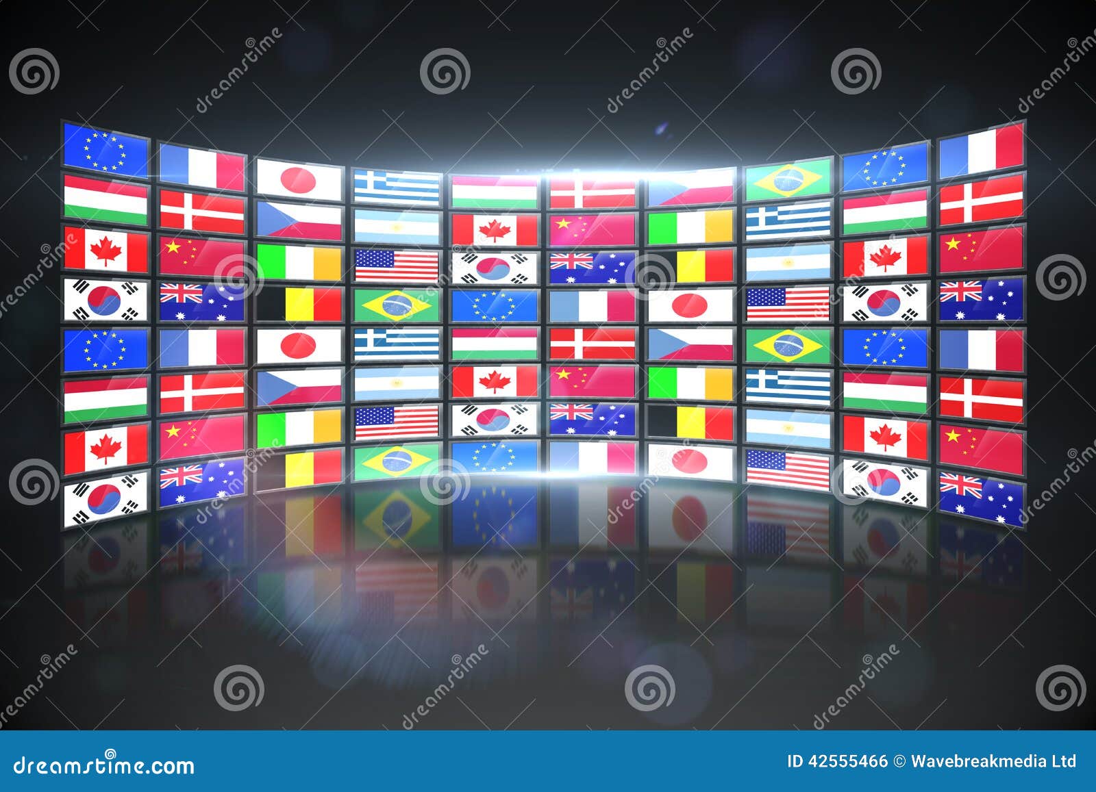 Screen Collage Showing International Flags Stock Illustration ...