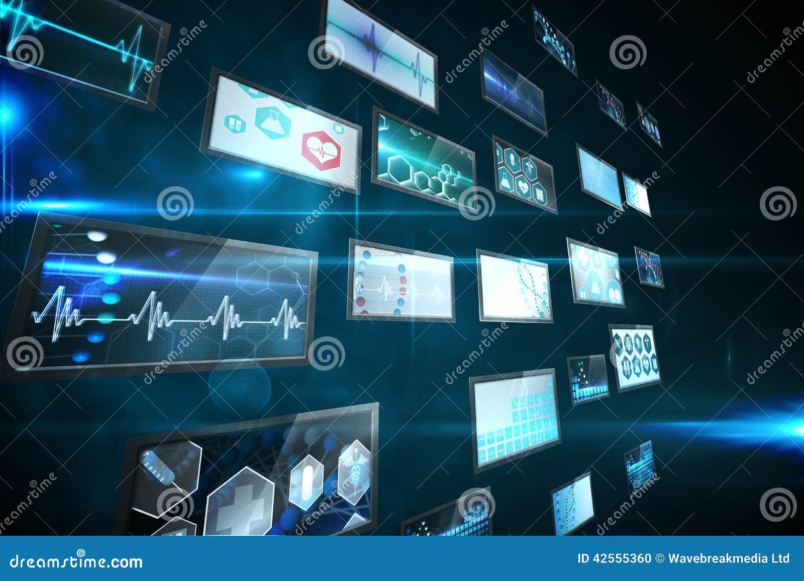 Screen Collage Showing Medical Images Stock Illustration - Illustration ...