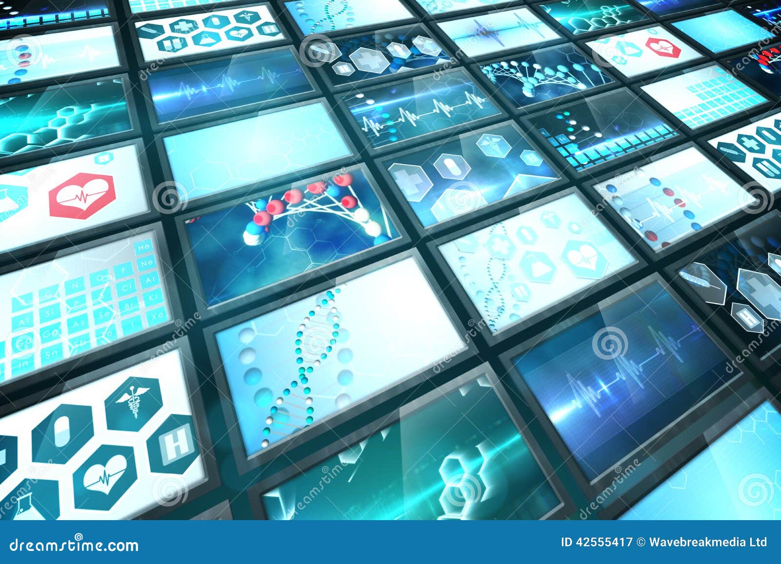 Screen Collage Showing Medical Images Stock Illustration - Illustration ...