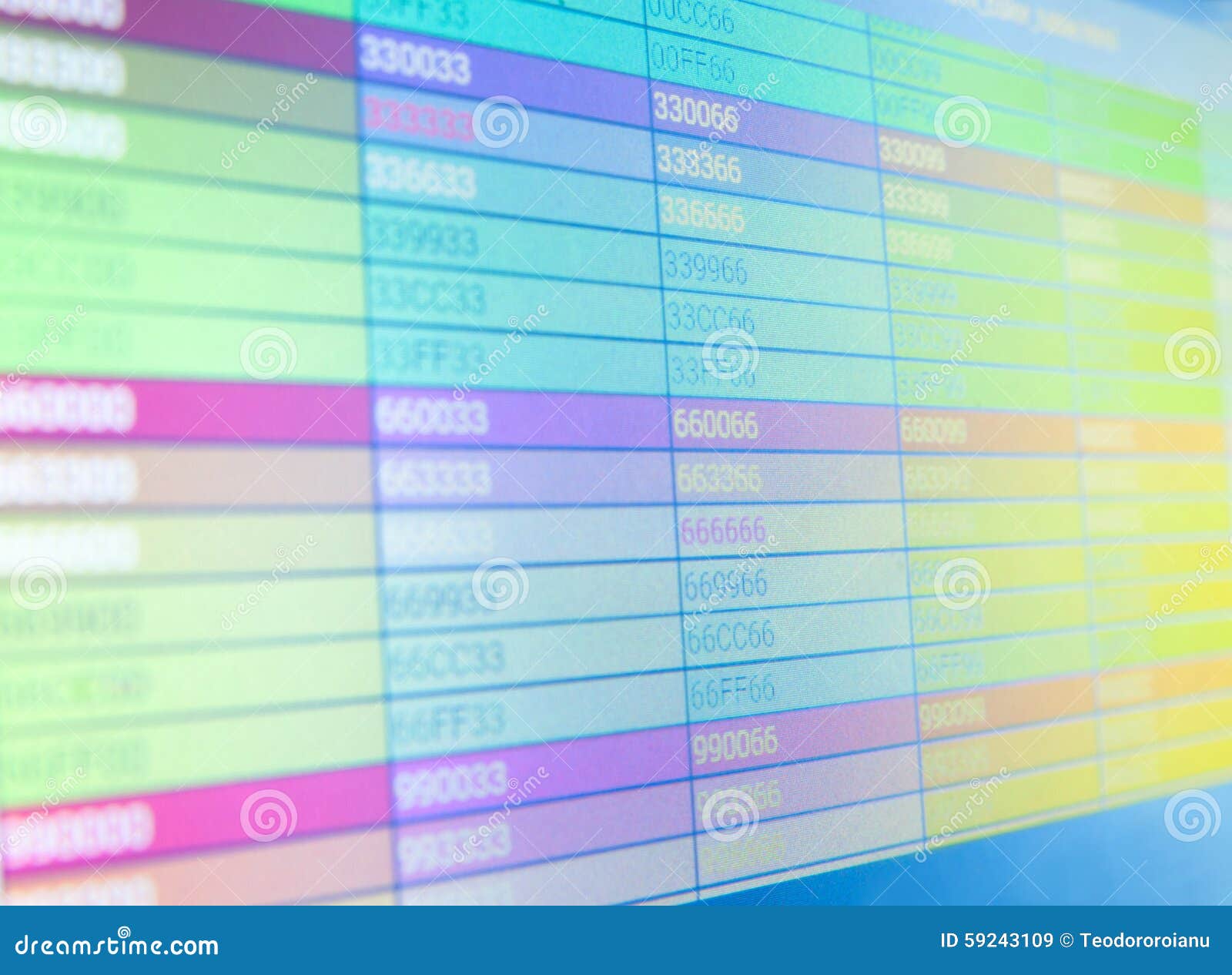 Screen with color codes stock image. Image of focused - 59243109