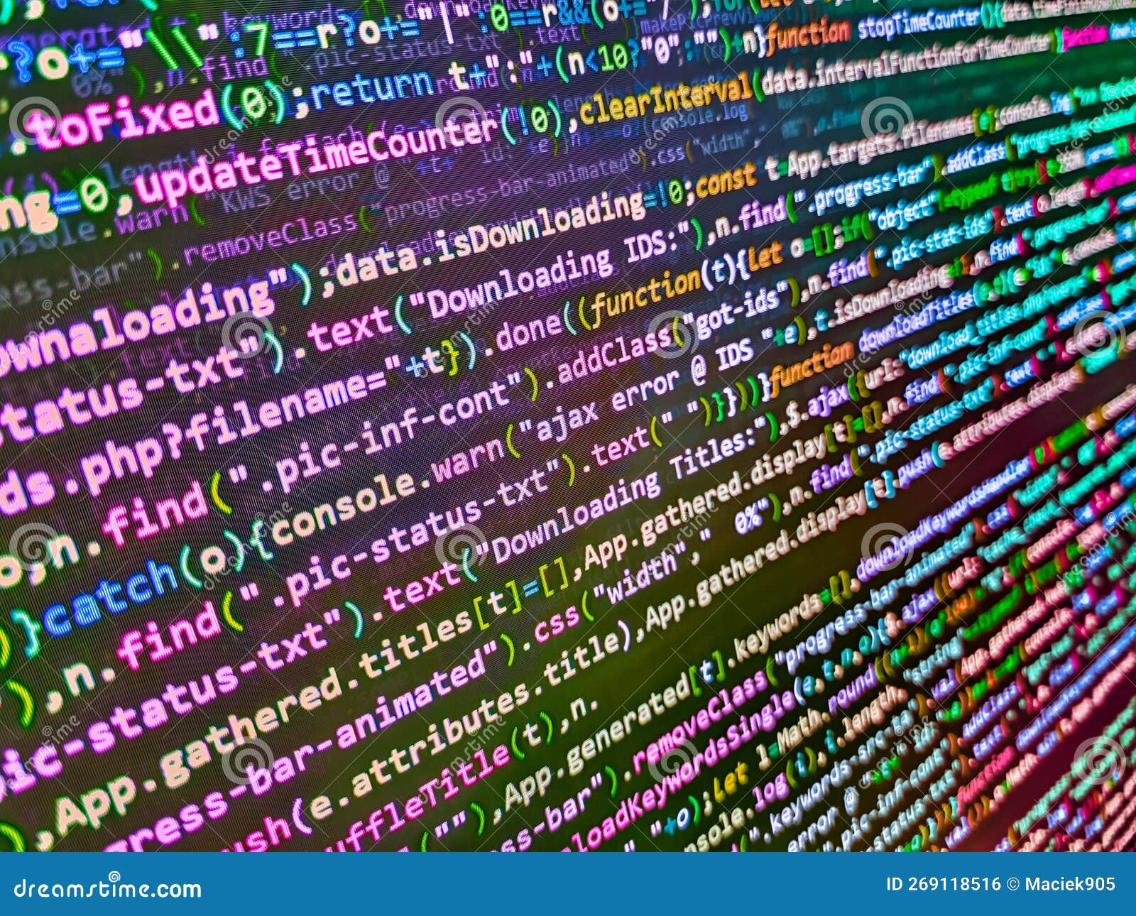 Screen Of Colored Lighted Syntax Of Source Code Script With Defocus Simple Website Html Code