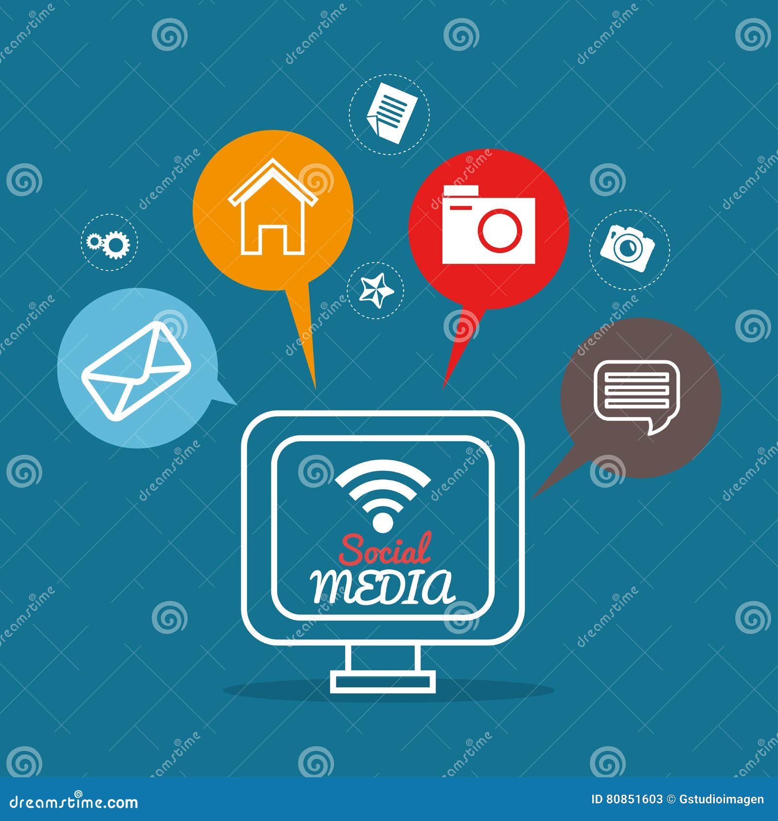Screen Computer Internet Social Media Apps Stock Vector - Illustration ...