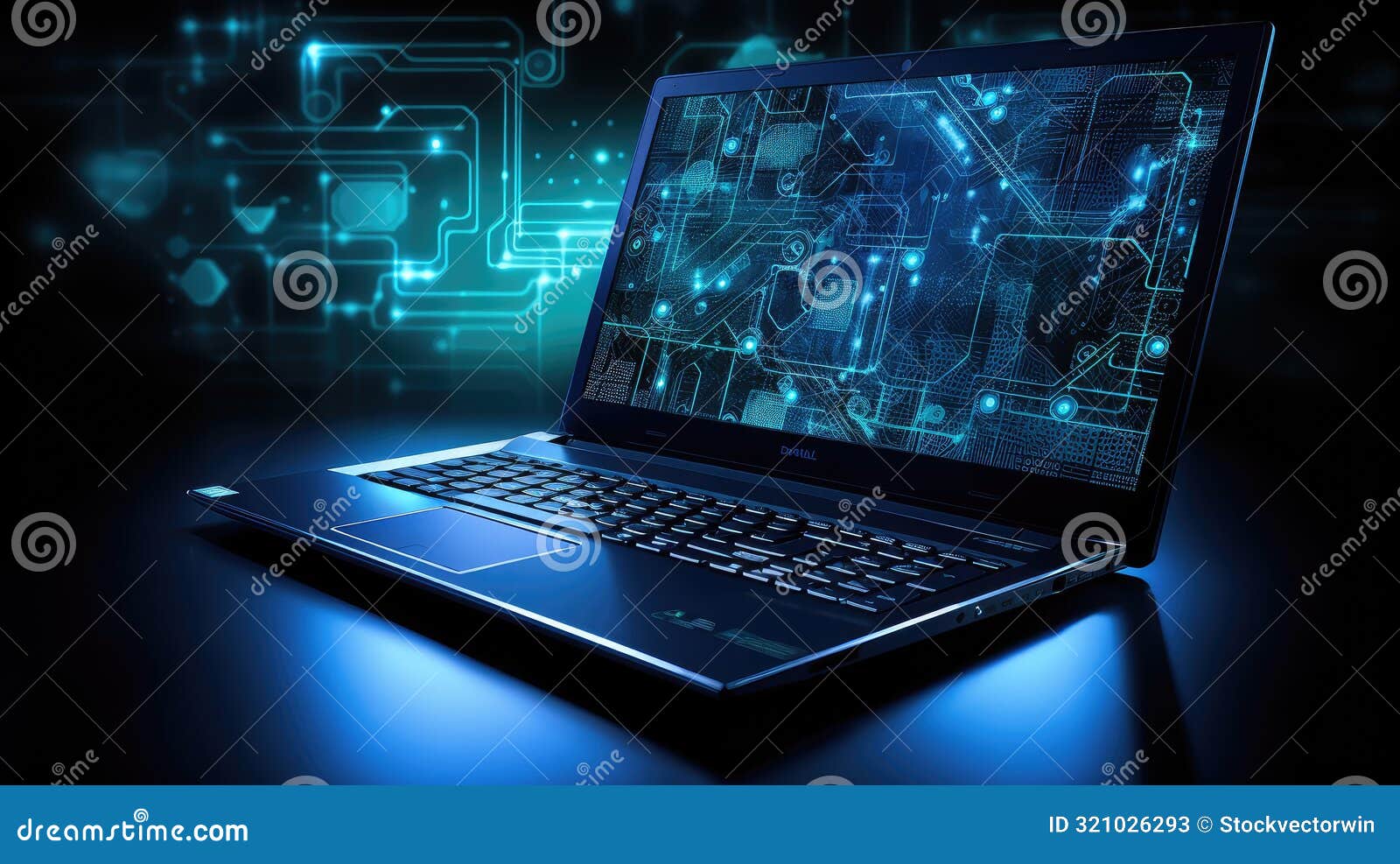 Screen dark blue tech stock illustration. Illustration of vibrant ...