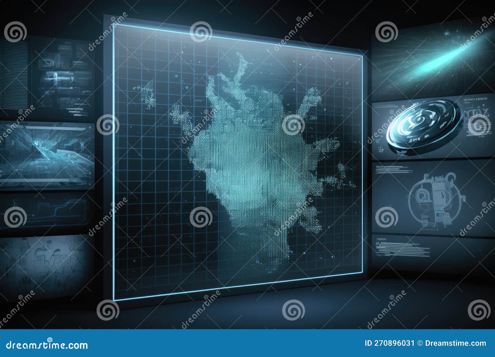 Screen with Data Processing and Circuit Board, Created Using Generative ...