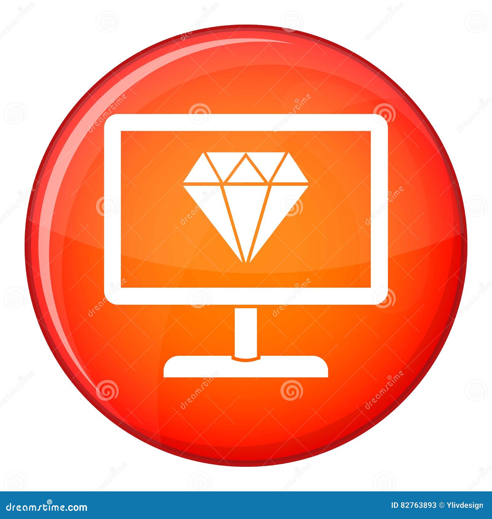 Screen with Diamond Icon, Flat Style Stock Vector - Illustration of ...