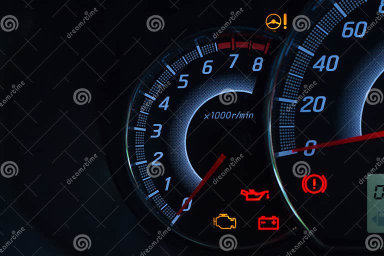 Screen Display of Car Status Warning Light on Dashboard Panel Symbols ...