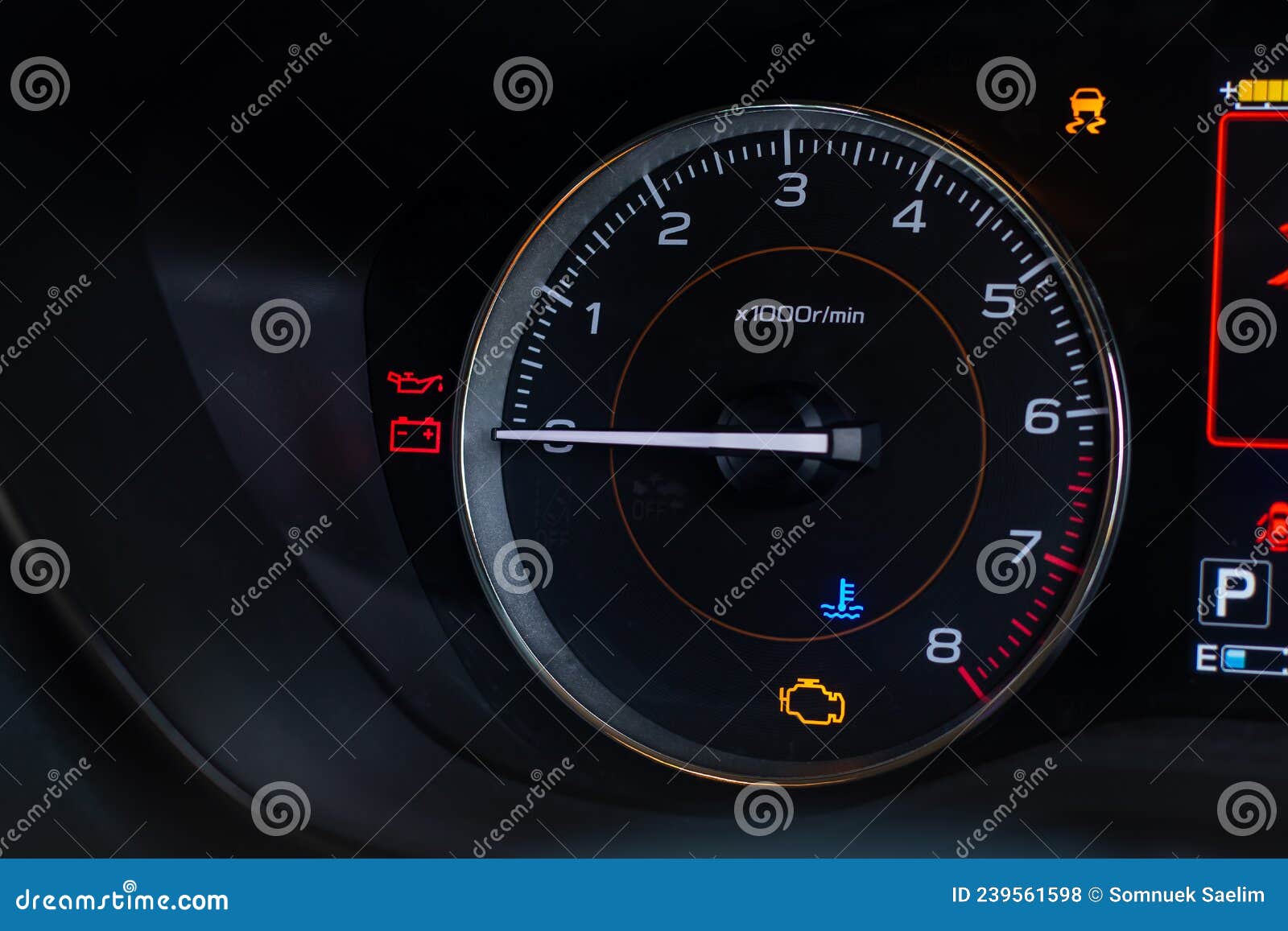 Screen Display of Car Status Warning Light on Dashboard Panel Symbols ...