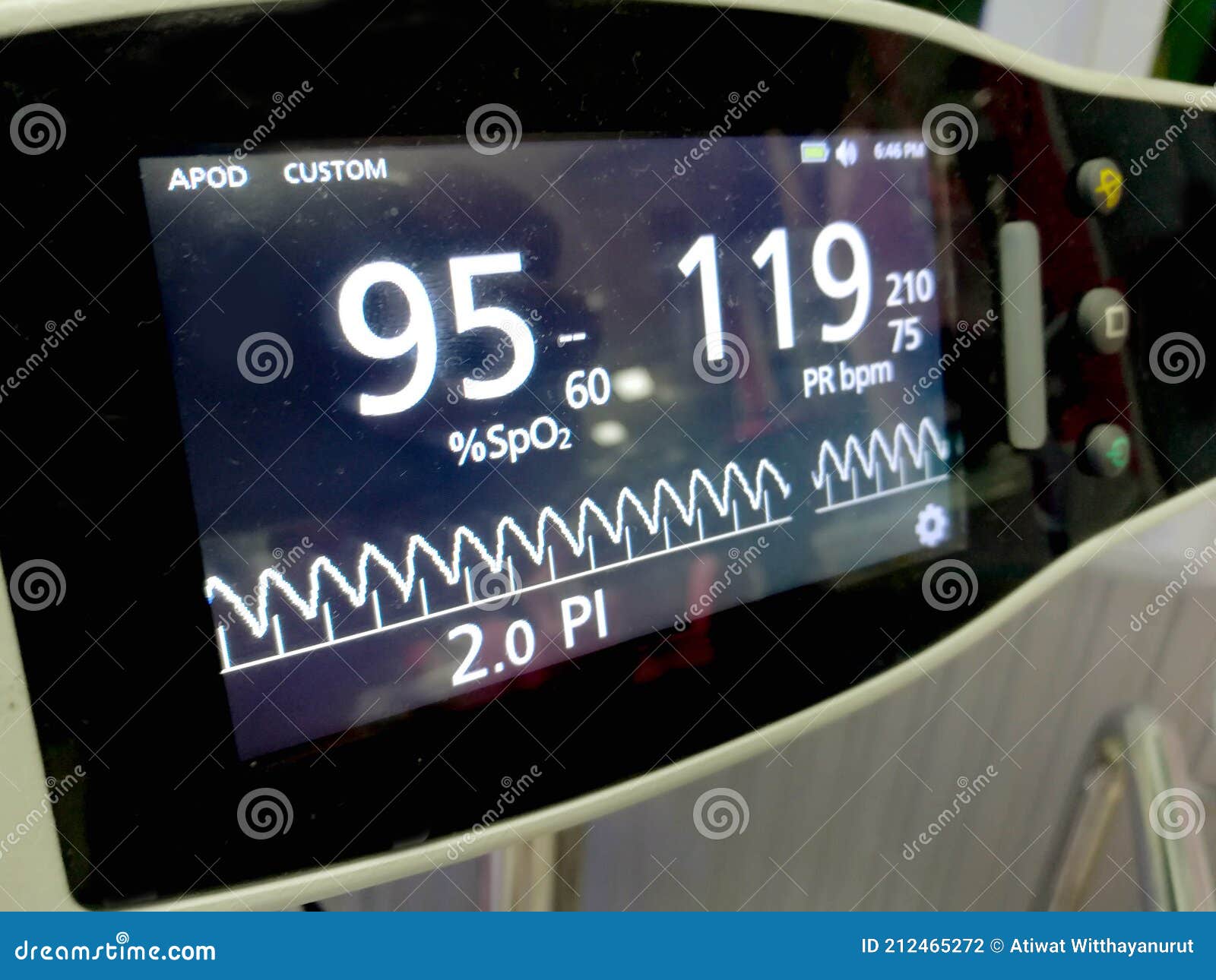 Screen and Display of Measuring Oxygen Saturation Device for Patient in ...