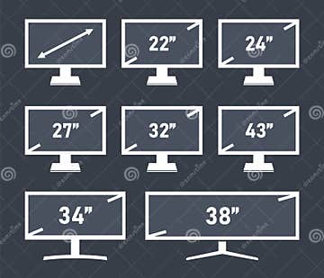 Screen Display Set of Different Diagonal Sizes Stock Vector ...