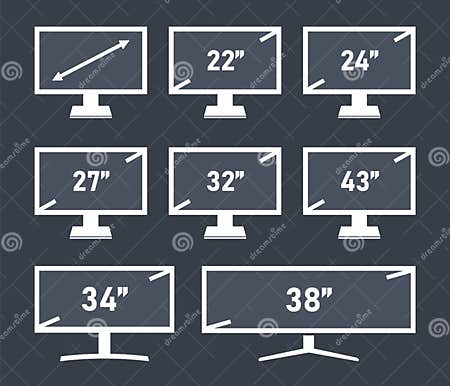 Screen Display Set of Different Diagonal Sizes Stock Vector ...