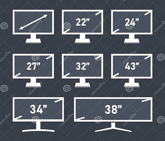 Screen Display Set of Different Diagonal Sizes Stock Vector ...