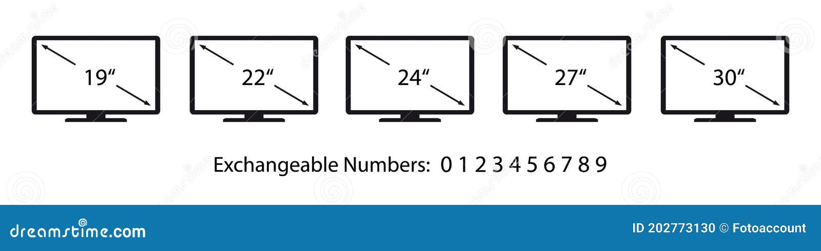 Screen Display Set of Different Diagonal Sizes - Vector Illustrations ...