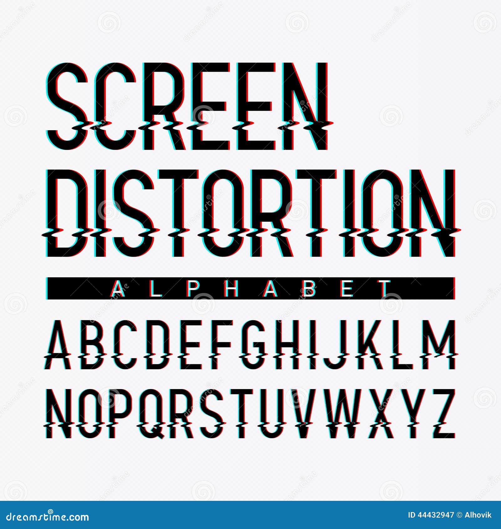 Screen Distortion Alphabet Cartoon Vector | CartoonDealer.com #44432947