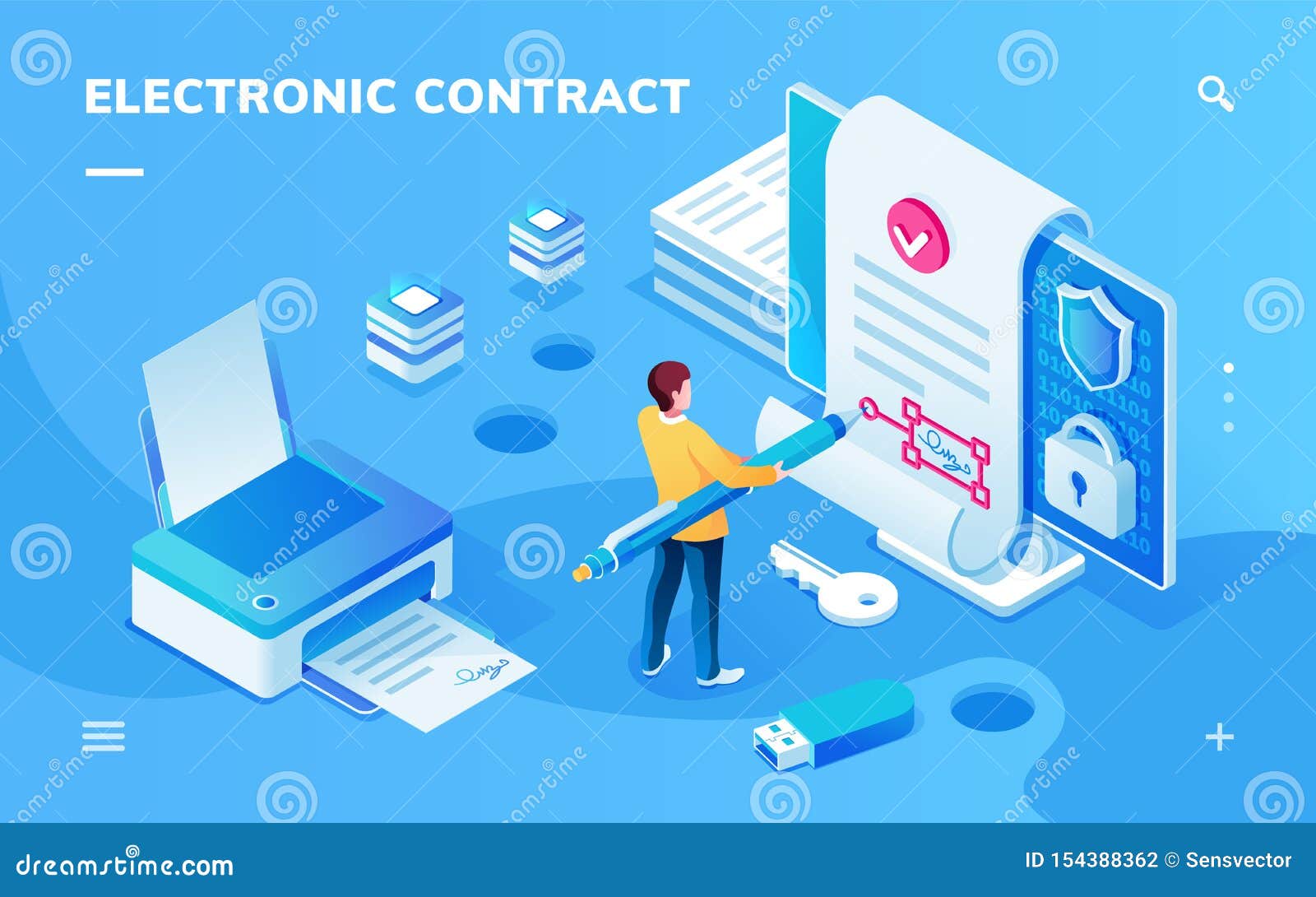 Screen for Electronic Contract or Signature App Stock Vector ...