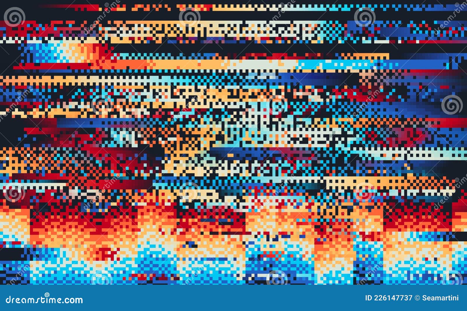 Screen Error Glitch Distortion, Pixels Noise Stock Vector ...