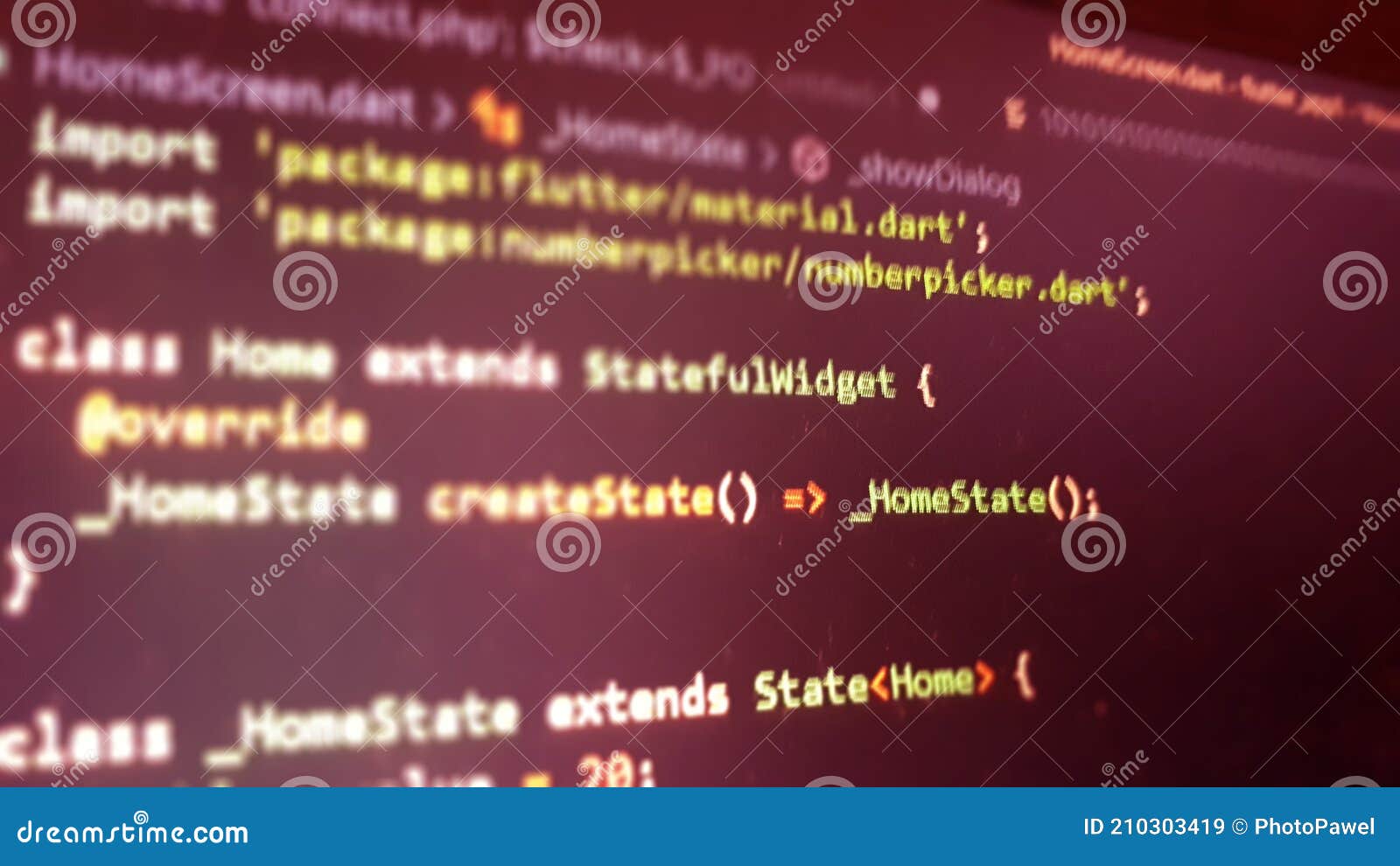 Screen of Flutter Application Developing Code. Lines of Code on ...