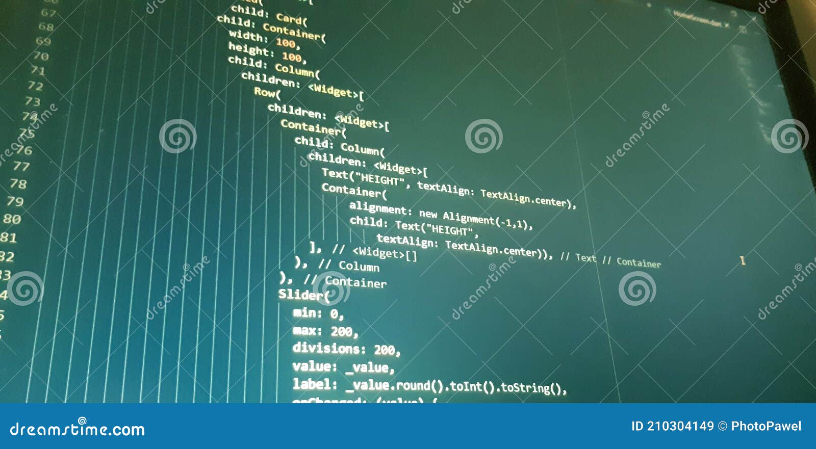 Screen Of Flutter Application Developing Code Lines Of Code On Computer Screen Stock Image