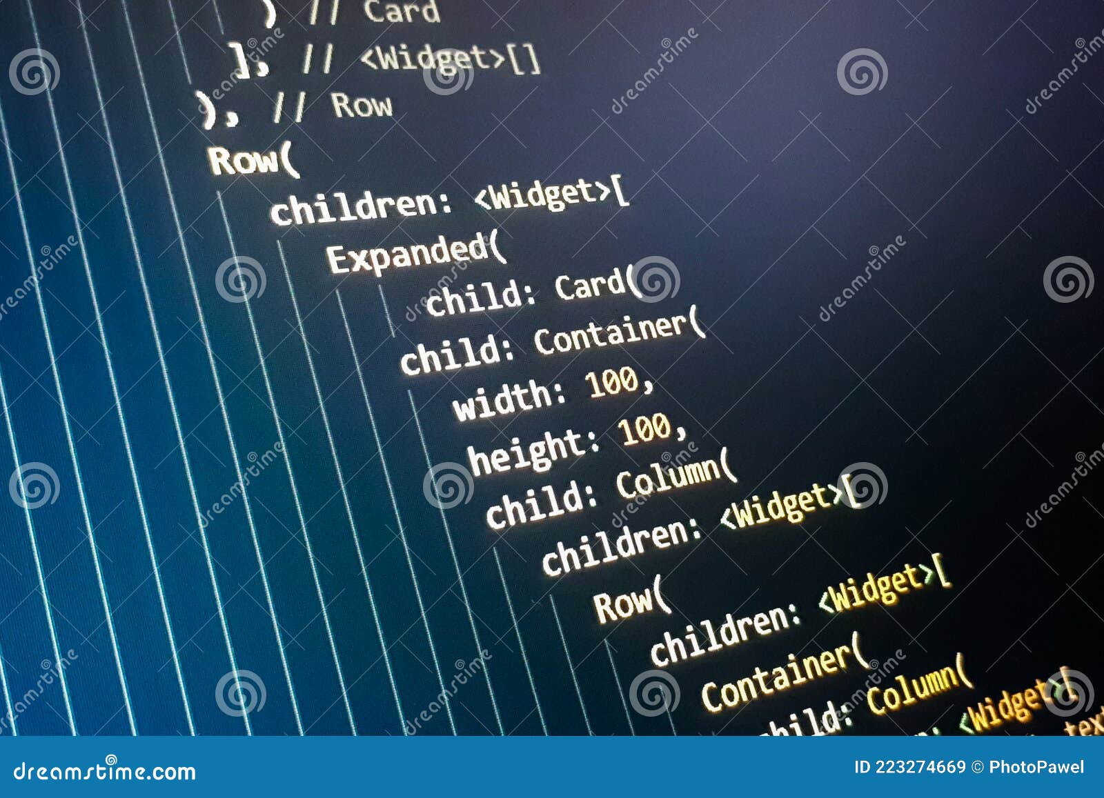 Screen of Flutter Application Developing Code. Lines of Code on ...