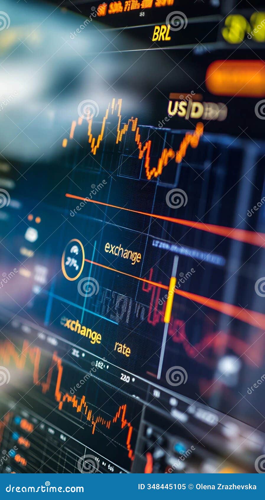 Screen with Graphs and the Word Exchange . Stock Illustration ...