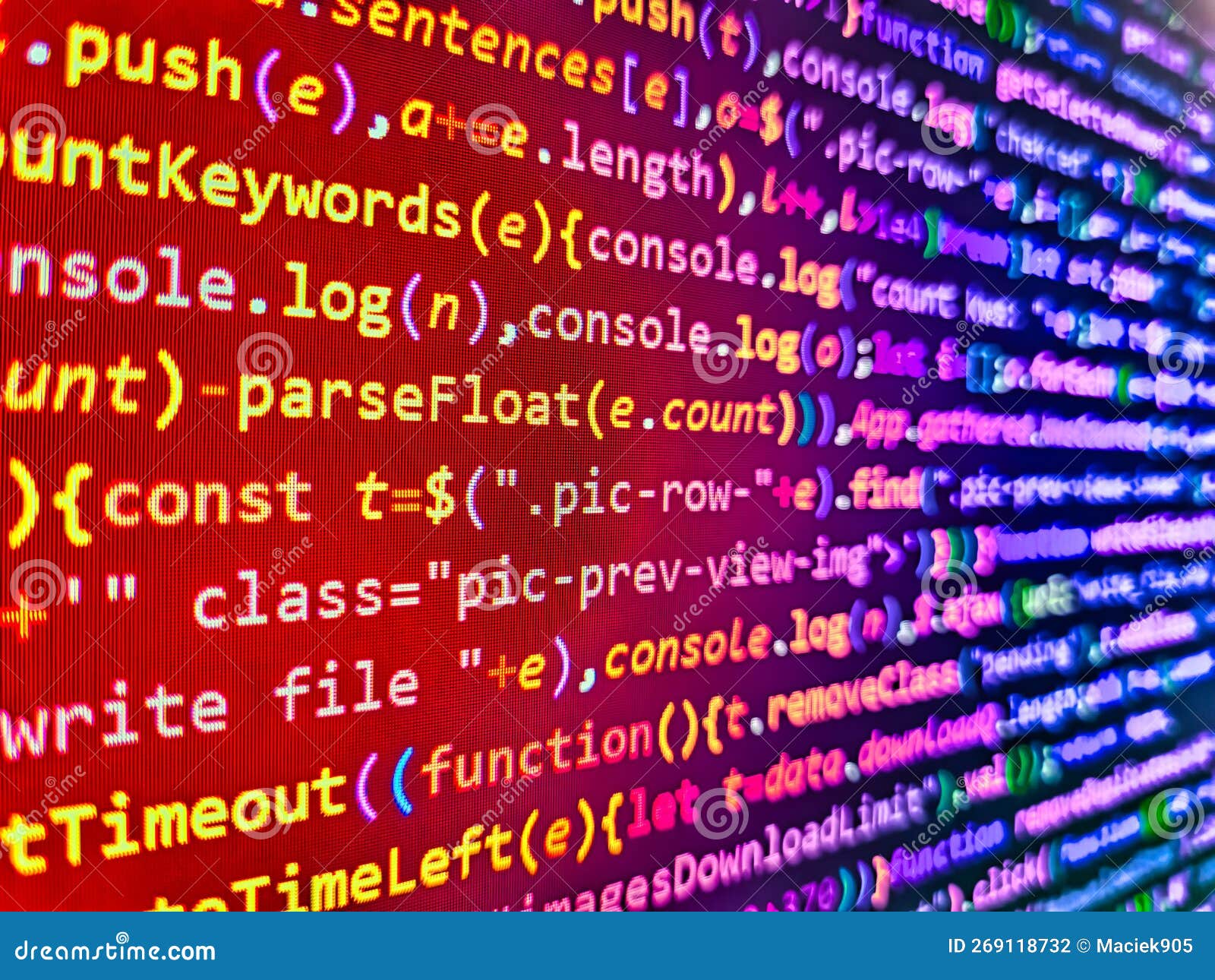 Screen Of Green Colored Syntax Of Source Code Script With Defocus Source Code Photo Script On