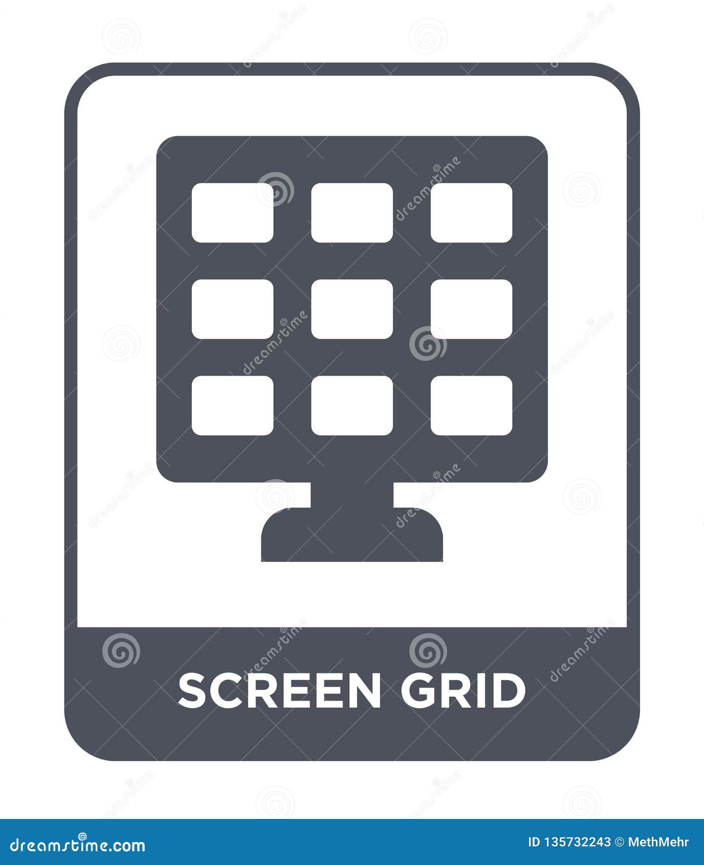 Screen Grid Vector Icon On White Background. Flat Vector Screen Grid ...