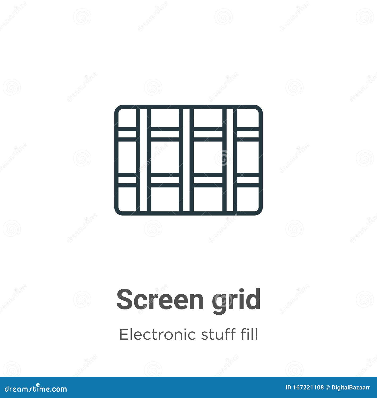 Screen Grid Vector Icon On White Background. Flat Vector Screen Grid ...