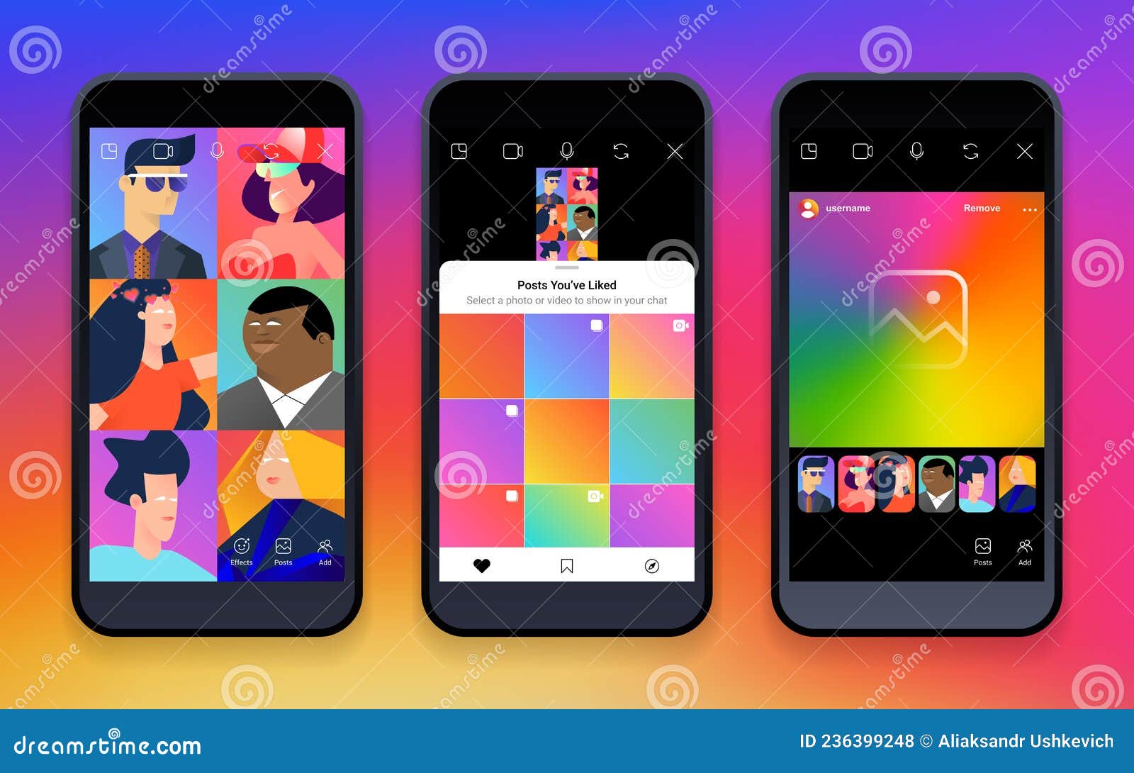 Screen Interface Social Media Stock Vector - Illustration of message ...