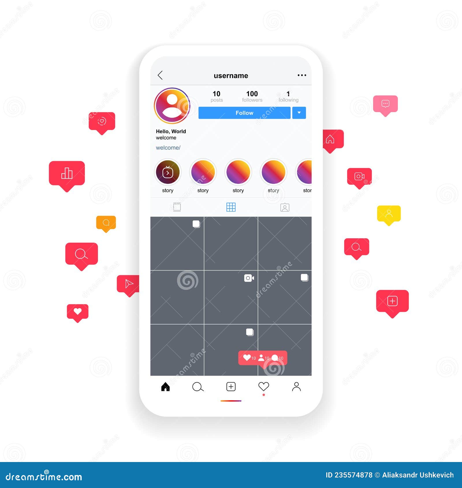 Screen Interface Social Media Application Stock Vector - Illustration ...