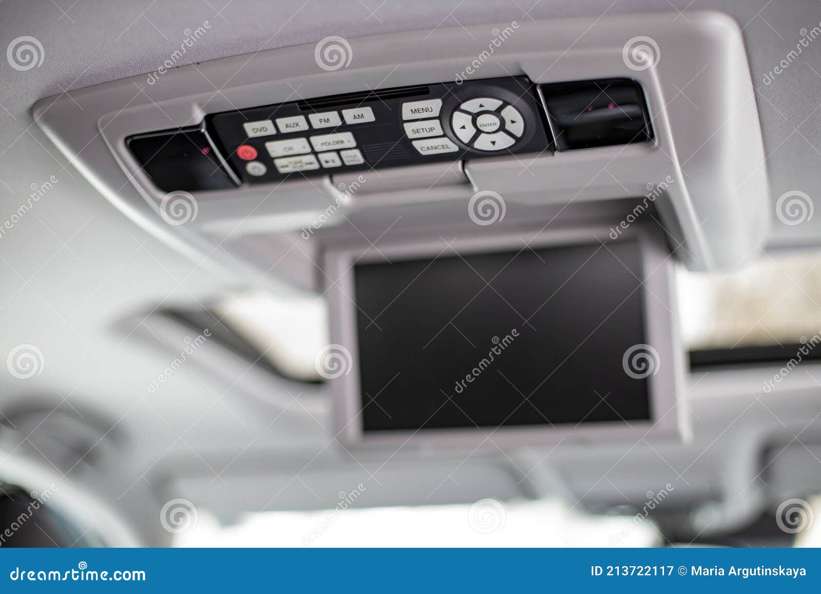 Screen Multimedia System Control Panel. Interior Detail of Modern ...