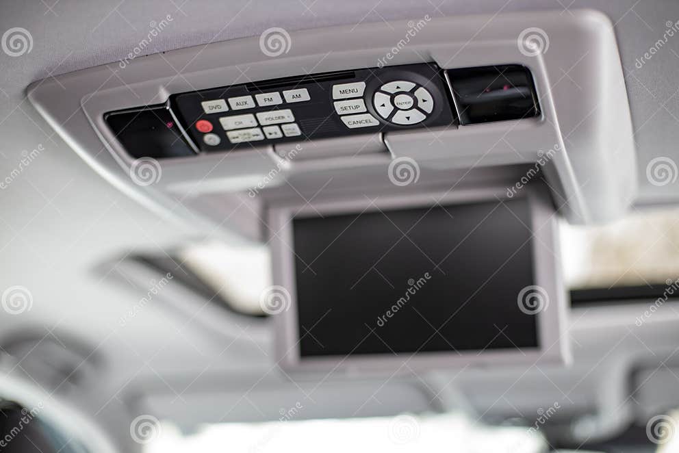 Screen Multimedia System Control Panel. Interior Detail of Modern ...