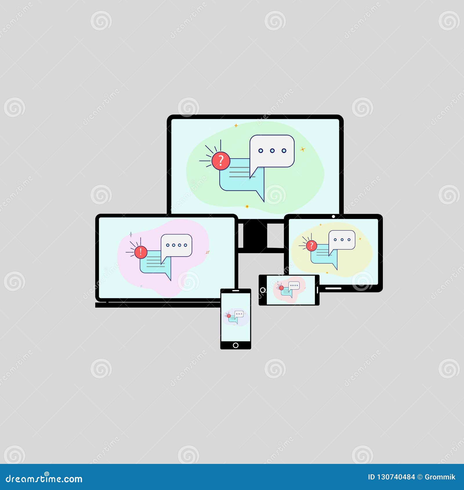 On Screen Laptop Computer and Mobile Devices New Message Dialogue Stock ...