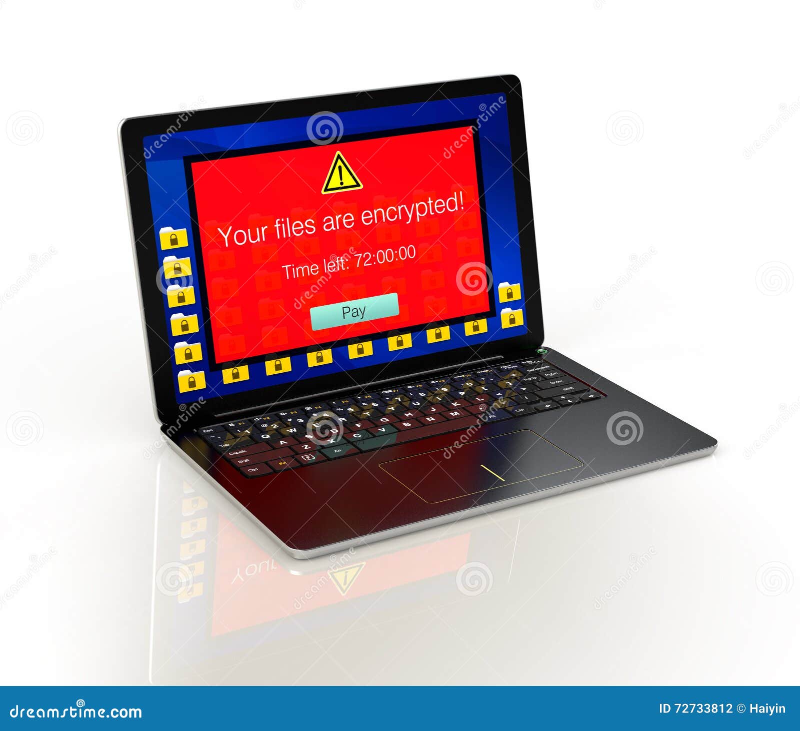 Screen of Laptop Computer Showing Alert that the Computer Was Attacked ...