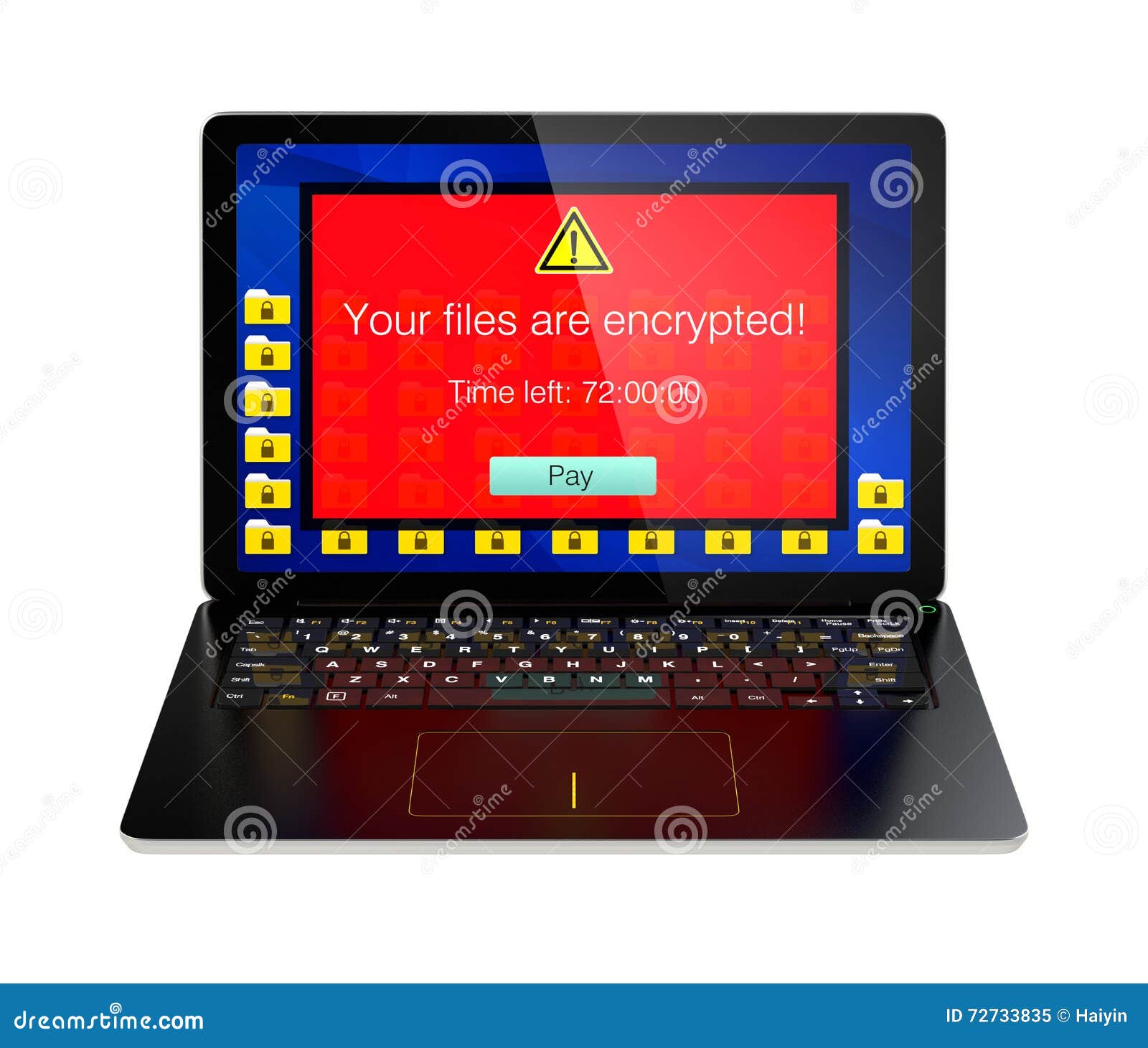 Screen of Laptop Computer Showing Alert that the Computer Was Attacked ...