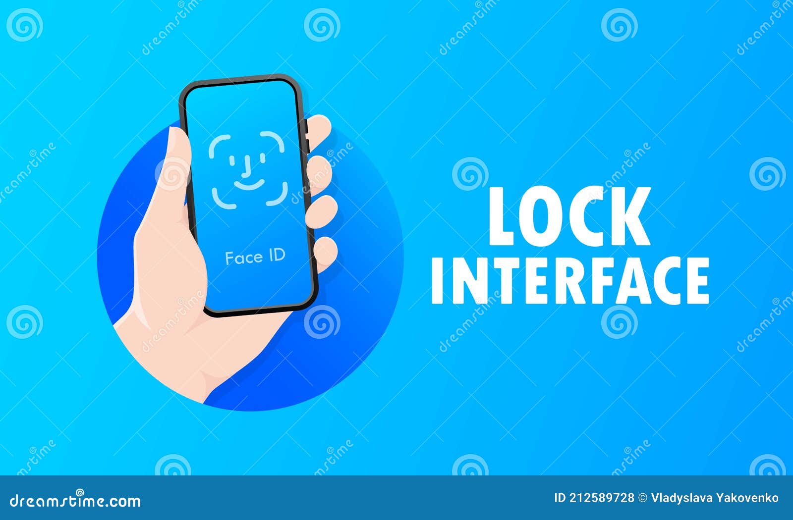 Screen Lock Banner. Face ID. Phone ID Recognition Screen Lock Password ...