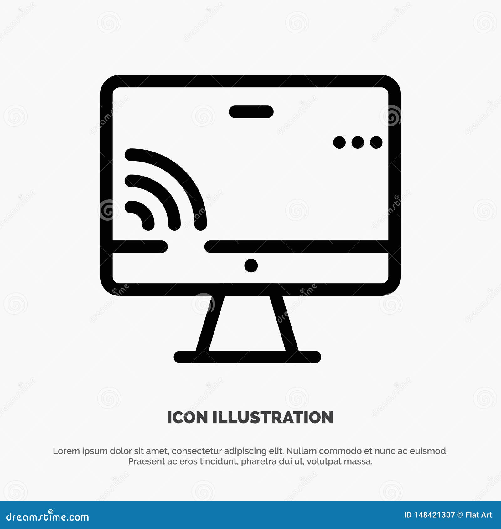 Screen, Monitor, Screen, Wifi Line Icon Vector Stock Vector ...