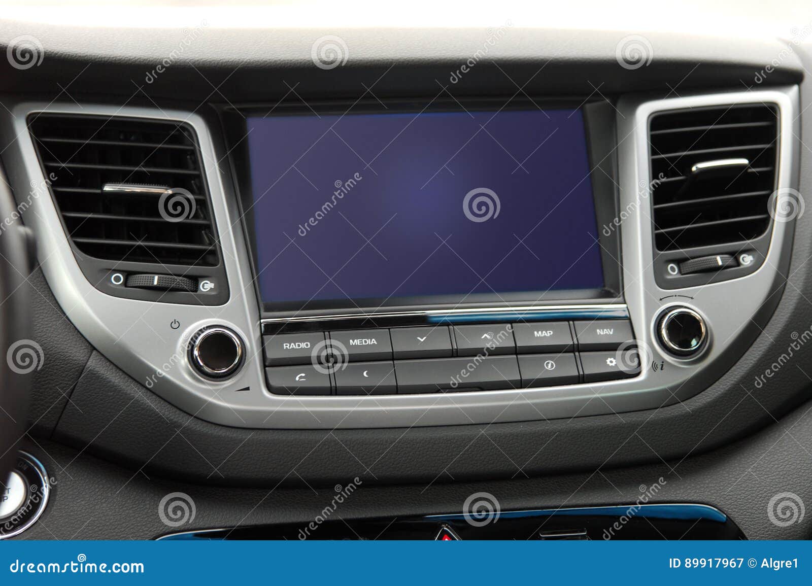 Screen multimedia system stock image. Image of button - 89917967