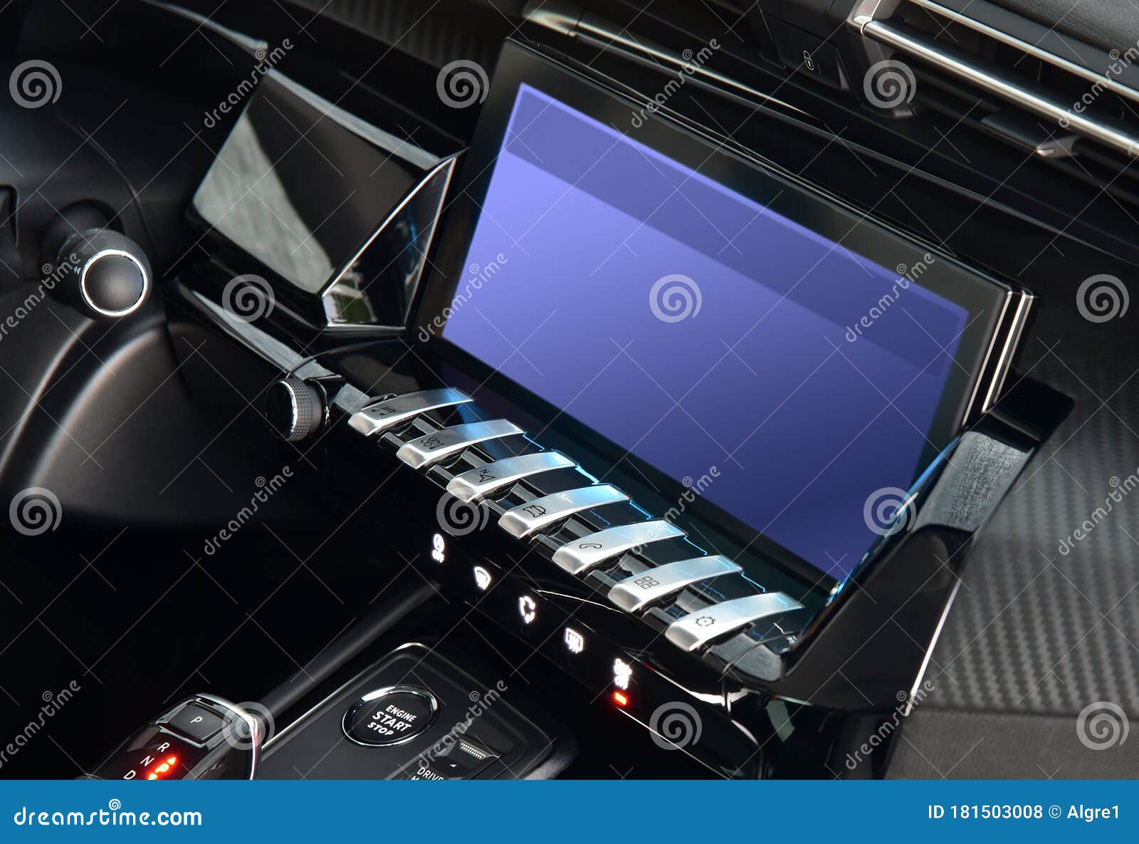 Screen Multimedia System on Dashboard in a Modern Car Stock Photo ...