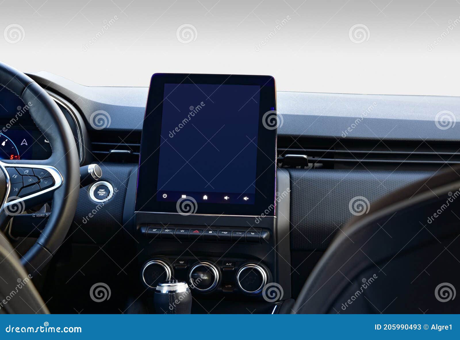 Screen Multimedia System on Dashboard in a Modern Car Stock Image ...