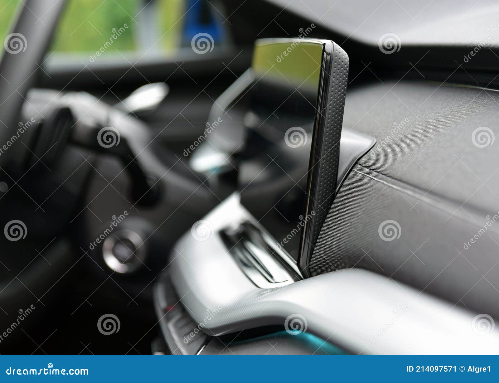 Screen Multimedia System on Dashboard in a Modern Car Stock Image ...