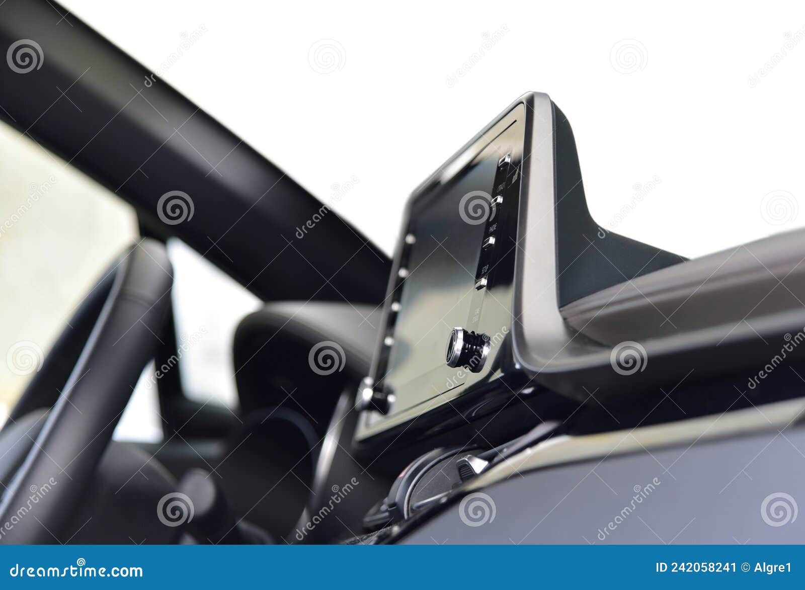 Screen Multimedia System on Dashboard in a Modern Car Stock Image ...